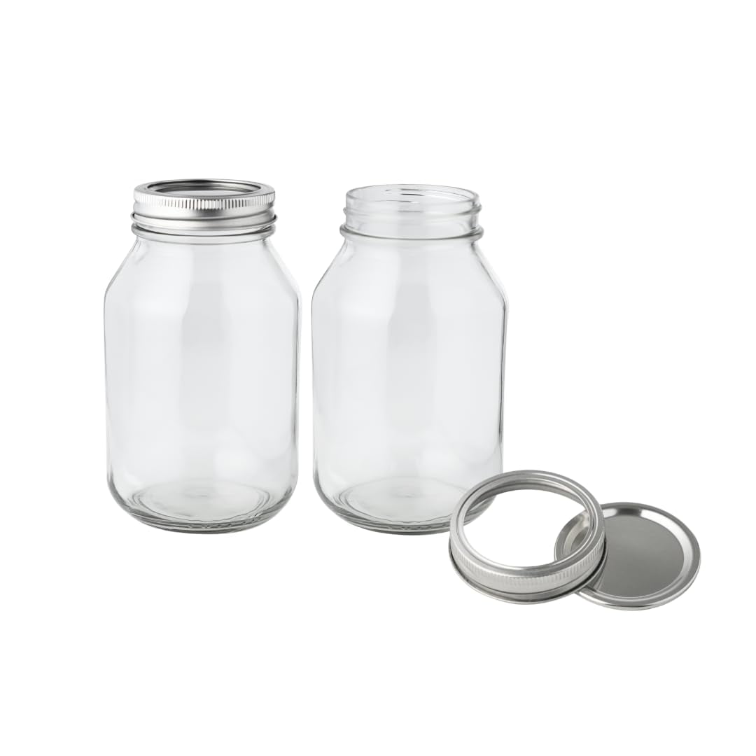 Mason Jars FasTrack, 950 ml, boca normal con tapa, paquete de 2 | Lider