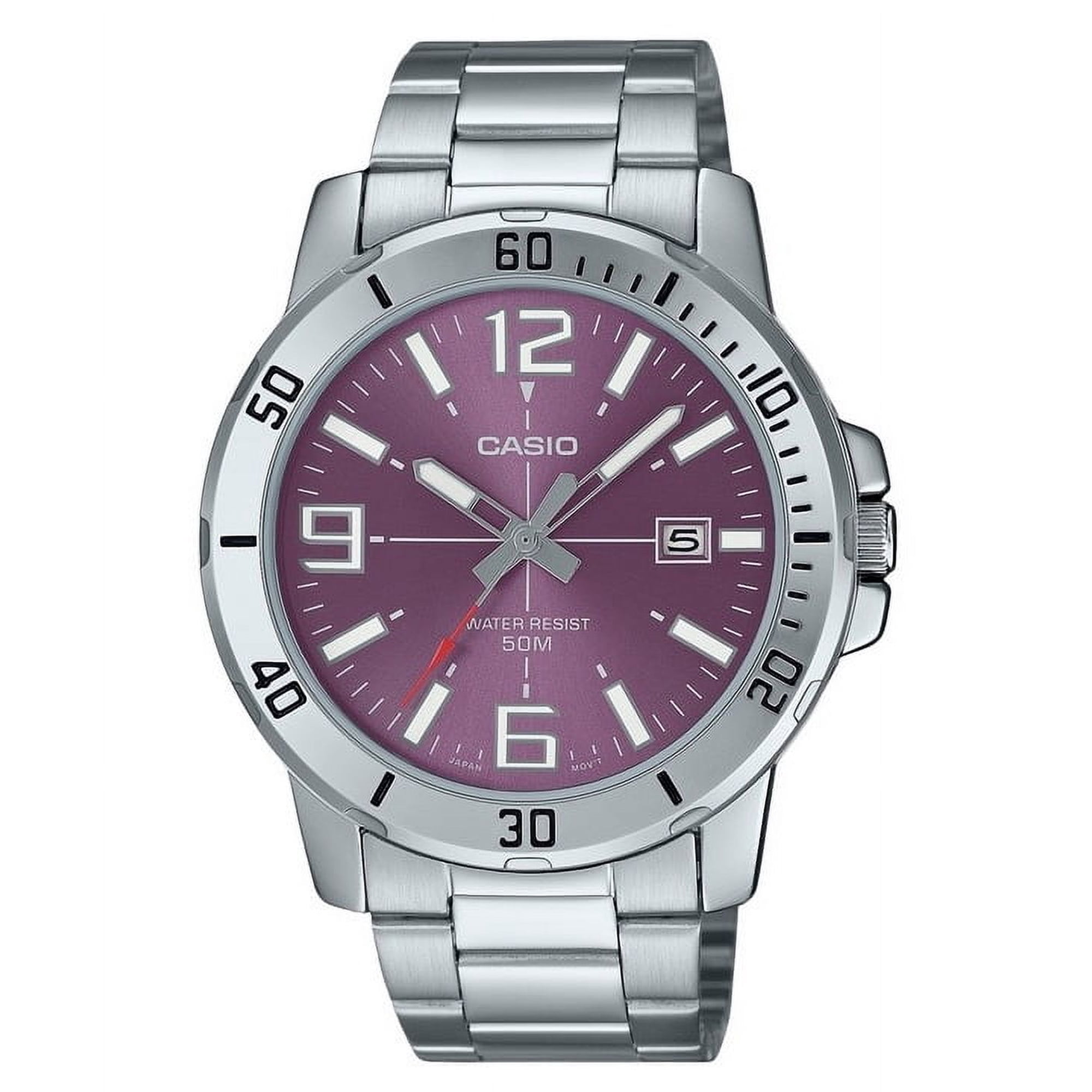 Reloj Casio Standard Análogo Acero Inoxidable Esfera Morada Cuarzo MTP ...