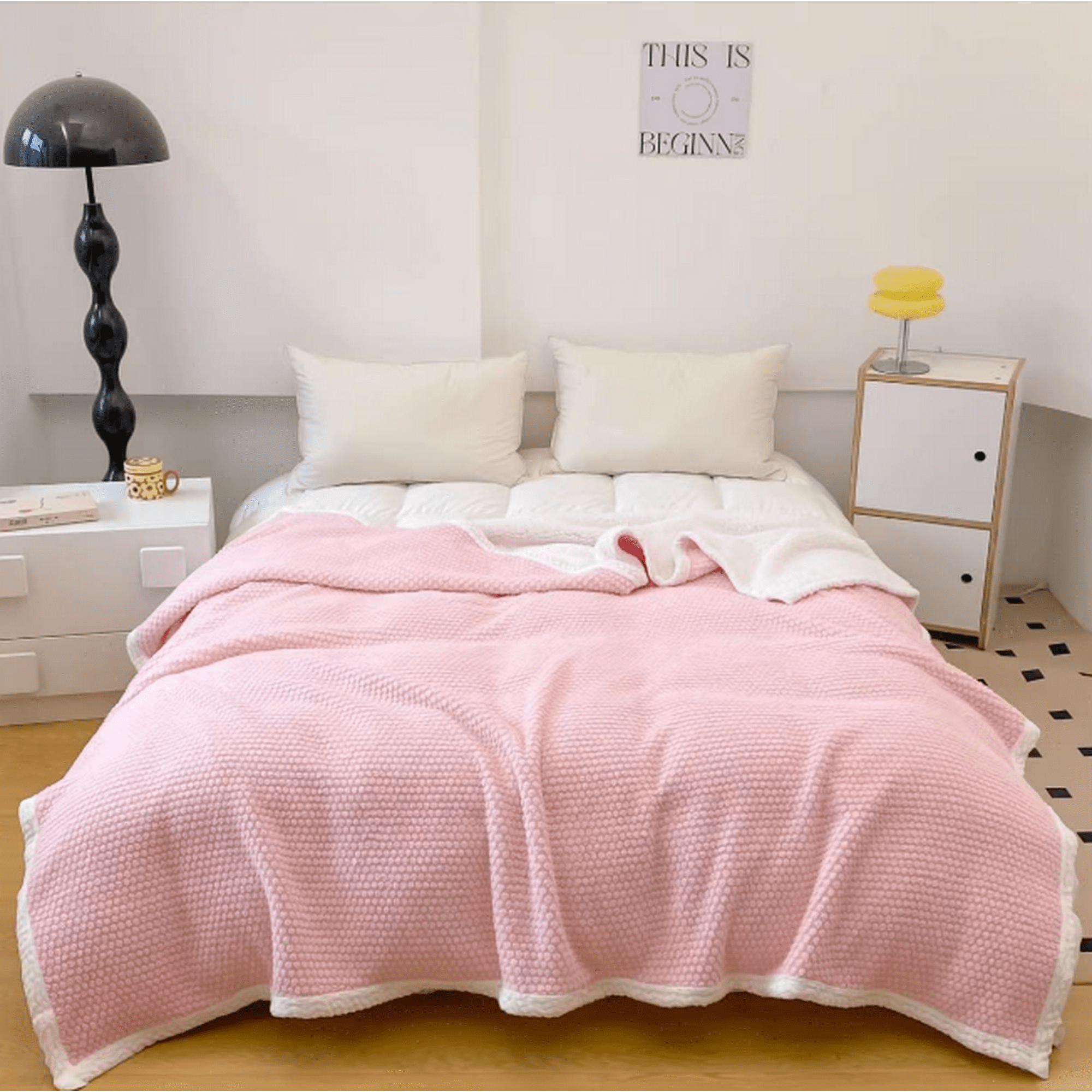 Frazada Sherpa Con Chiporro 2 Plazas Color Rosa | Lider
