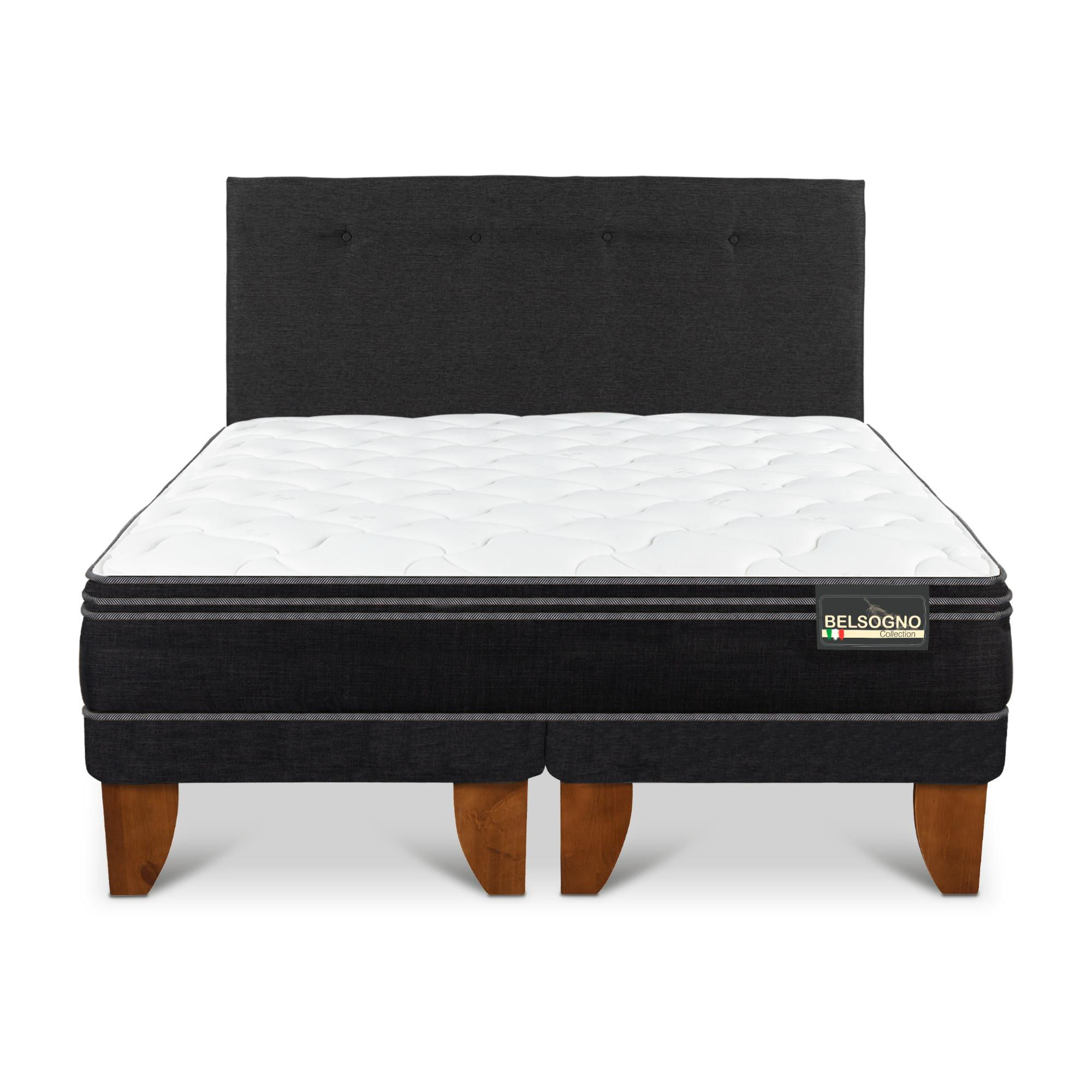 Cama Europea Premium 2 Plaza + Respaldo Black | Lider