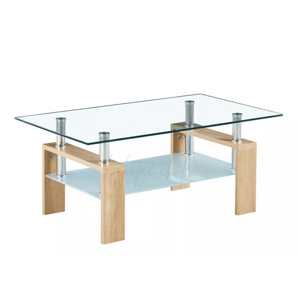 Mesa De Centro Rectangular De Vidrio Natural | Lider