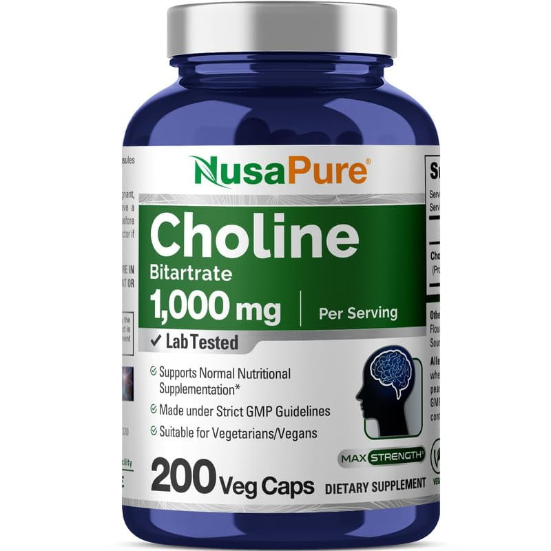 Suplemento de bitartrato de colina NusaPure 1000 mg 200 cápsulas | Lider