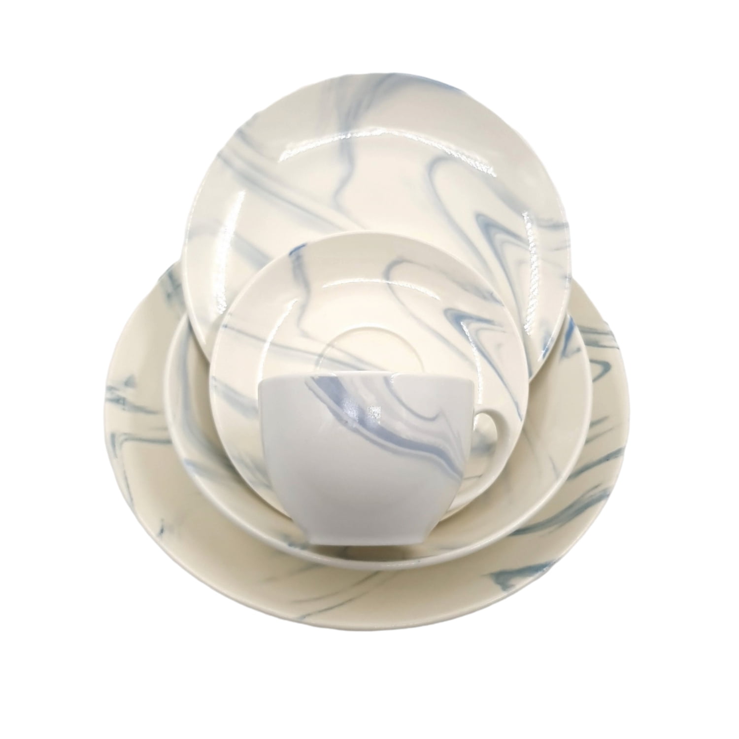 Juego de loza set 30 pzas vajillas tazas bowl gray marble | Lider