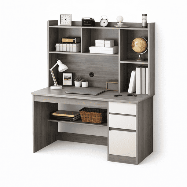 Escritorio Multifuncional Home Office 120×45 cm Gris Módulo Superior y ...