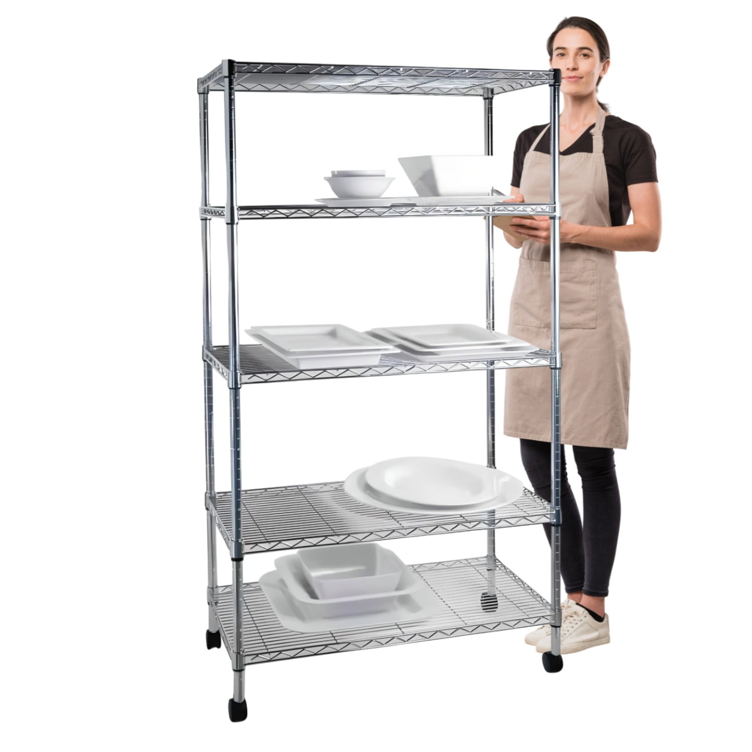 Estante 75x35x150 cm. Acero Cromado con Ruedas. Cap. 400 kg. | Lider