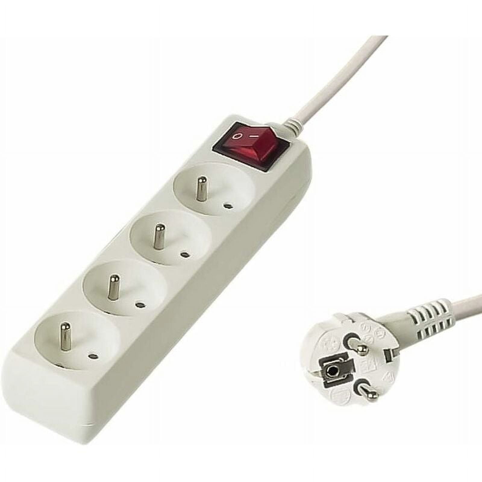 Regleta con interruptor de red de 2 m, 4 enchufes, cable alargador de ...